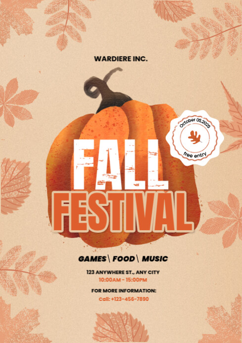 Copy of Brown Modern & Minimal Fall Festival Event Card A4 | PosterMyWall