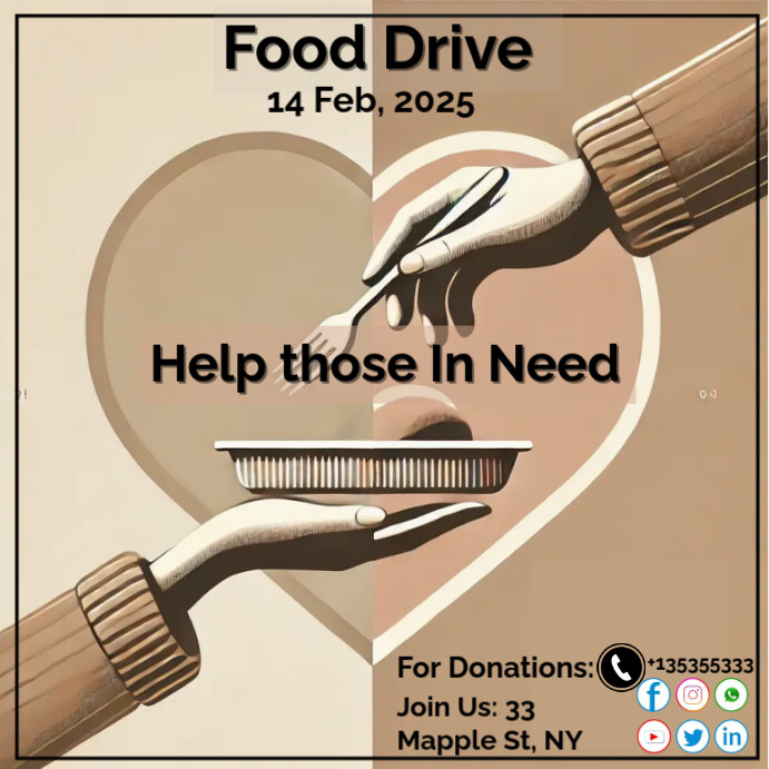 Copy of Brown Modern & Minimal Food Drive Instagram Post | PosterMyWall