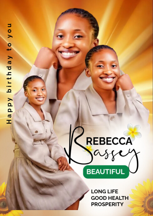 Plantilla de Brown Modern & Minimal Golden Color Happy Birthday Flyers ...