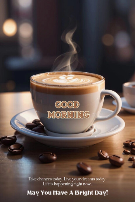 Brown Modern & Minimal Good Morning Coffee Poster Template | PosterMyWall