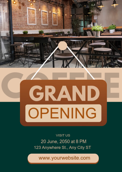 Copy of Brown Modern & Minimal Grand Opening Coffee Shop A4 | PosterMyWall