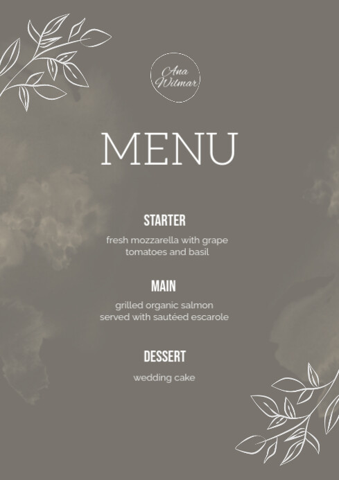 Copy of Brown Modern & Minimal Grey Menu A4 | PosterMyWall