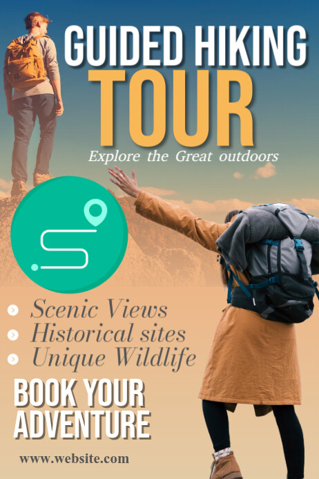 Brown Modern & Minimal Guided Hiking Tour Poster Template | PosterMyWall