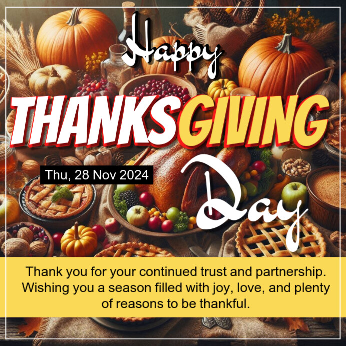 Brown Modern & Minimal Happy Thanksgiving Day Instagram Post | PosterMyWall