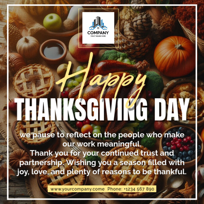 Brown Modern & Minimal Happy Thanksgiving Day Ad Instagram Post ...