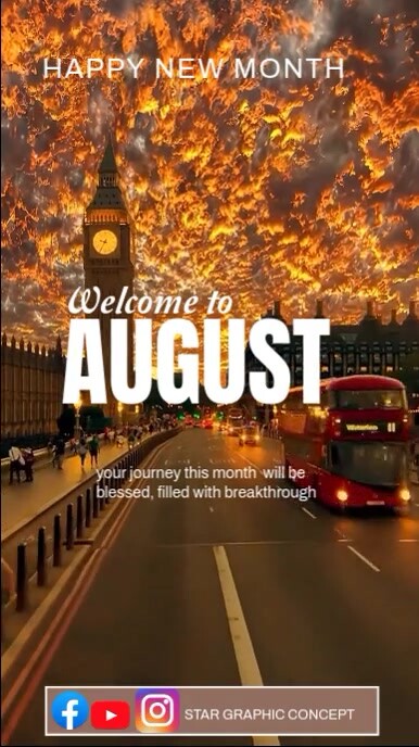 Brown Modern & Minimal Hello August Animation Instagram Reel Template ...