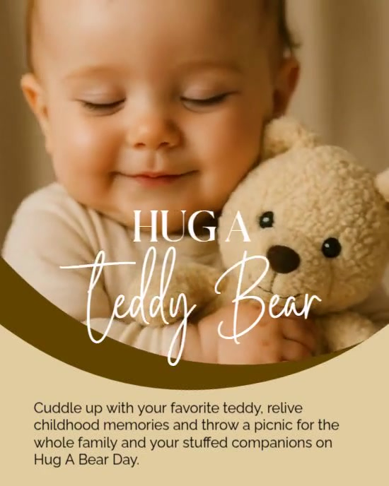 Copy of Brown Modern & Minimal Hug A Teddy Bear Instagram Portrait ...