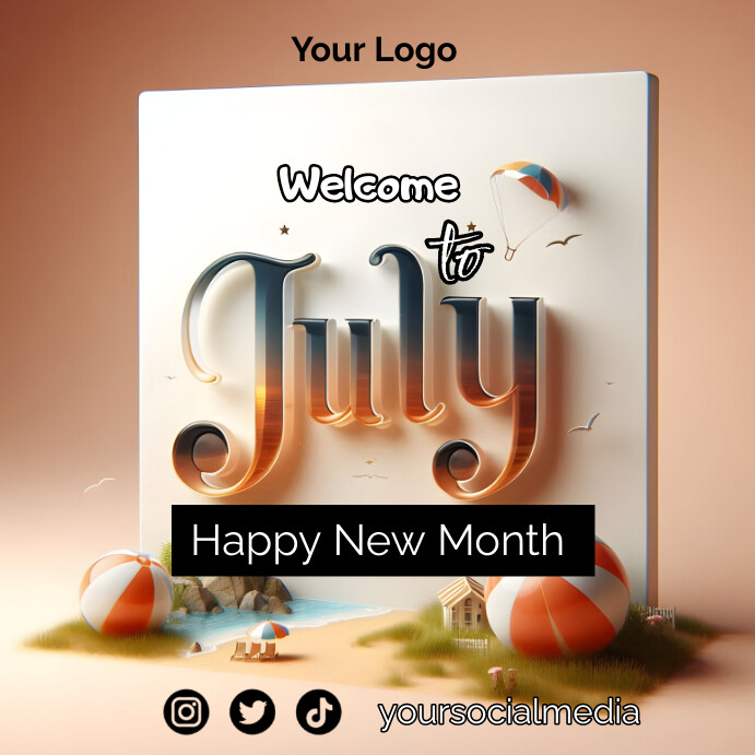 Brown Modern & Minimal July New Month Poster Template | PosterMyWall