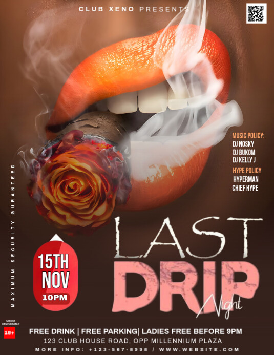 Brown Modern & Minimal Last Drip Night Flyer (us Letter) Template ...