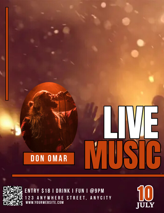 Copy of Brown Modern & Minimal Live Music Pamflet (le | PosterMyWall