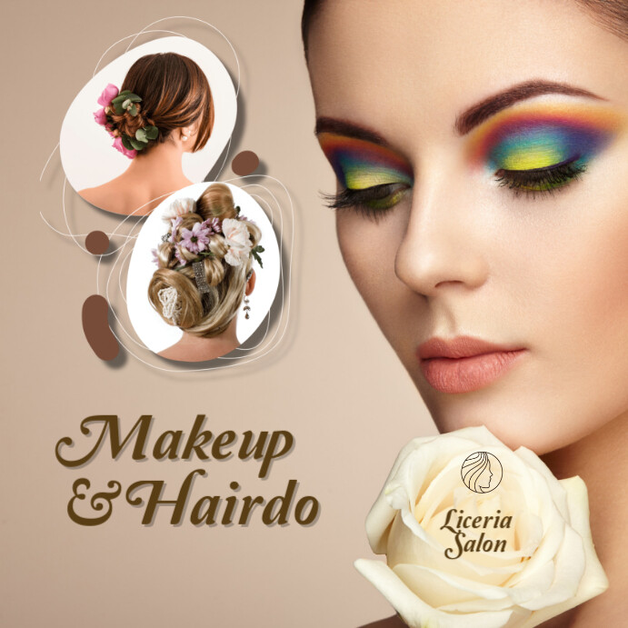 Brown Modern & Minimal Makeup And Hairdo promotion Pos Instagram ...