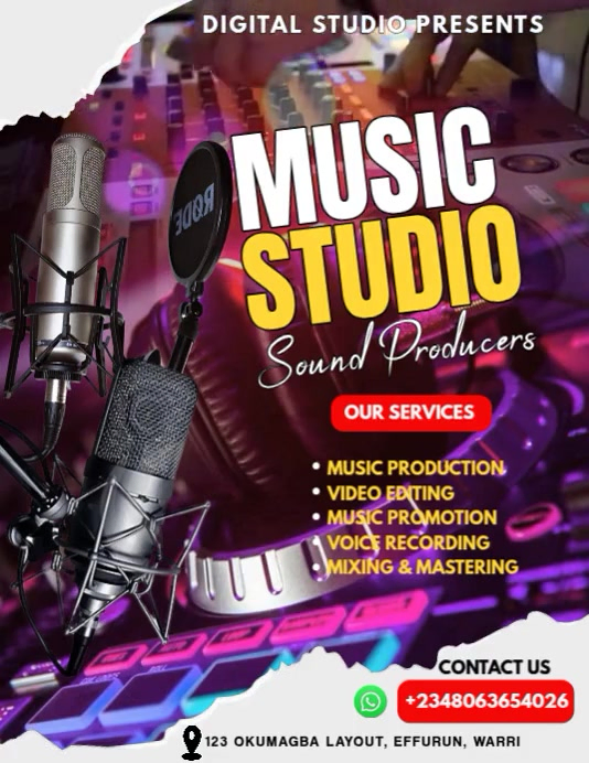 Brown Modern & Minimal Music Studio Flyer Flyer (us Letter) Template ...