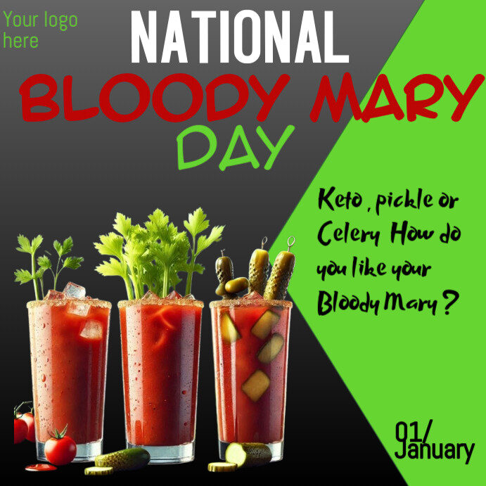 Brown Modern & Minimal National Bloody Mary Day Instagram Post Template | PosterMyWall