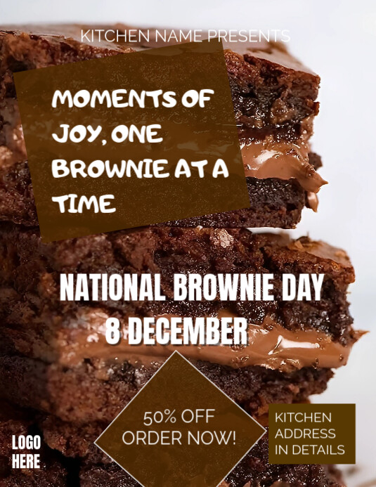 Brown Modern & Minimal National Brownie Day Flyer (us Letter) Template ...