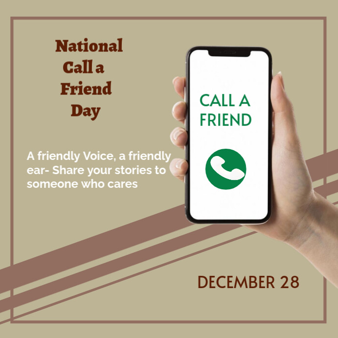 Brown Modern & Minimal National Call A Friend Day Template Instagram ...