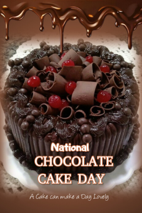Brown Modern & Minimal National Chocolate Cake Day Poster Template ...