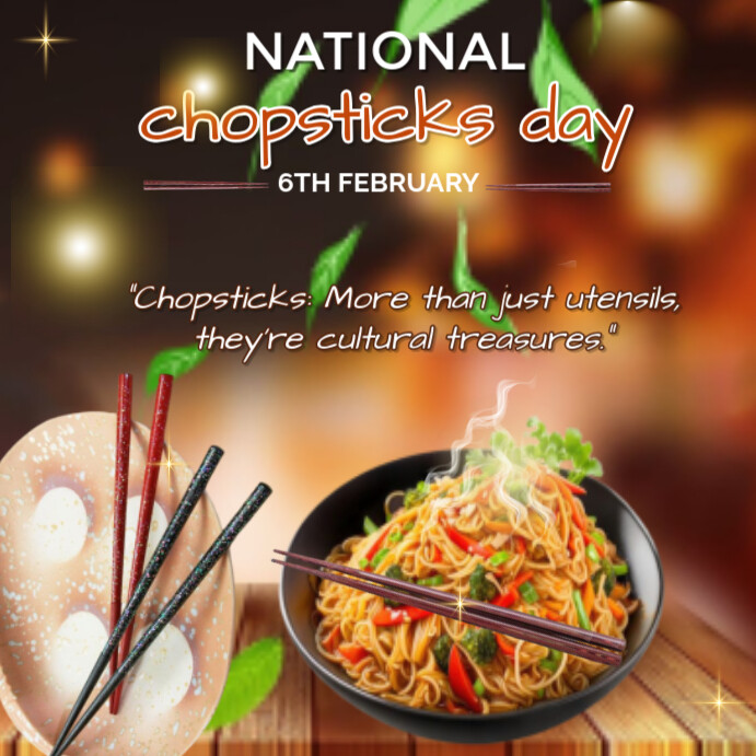 Brown Modern & Minimal National Chopsticks Day Instagram Post Template ...