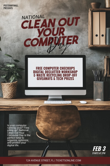 Copy of Brown Modern & Minimal National Clean Out Your Computer Day ...