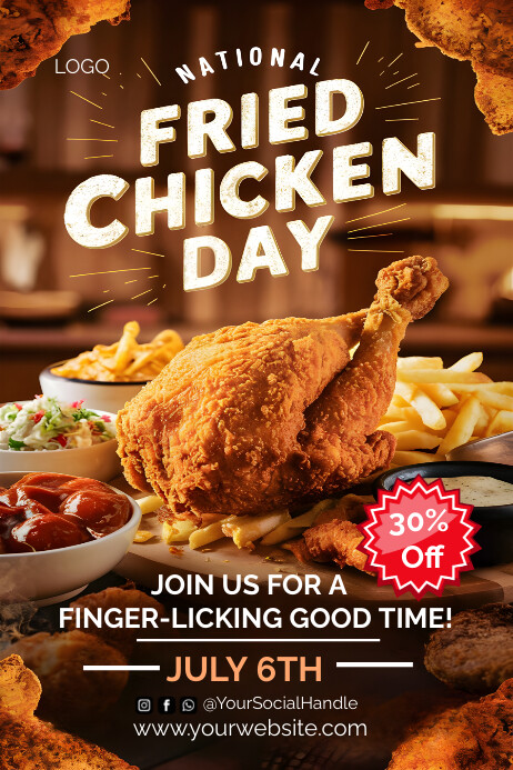 Plantilla de Brown Modern & Minimal National Fried Chicken | PosterMyWall