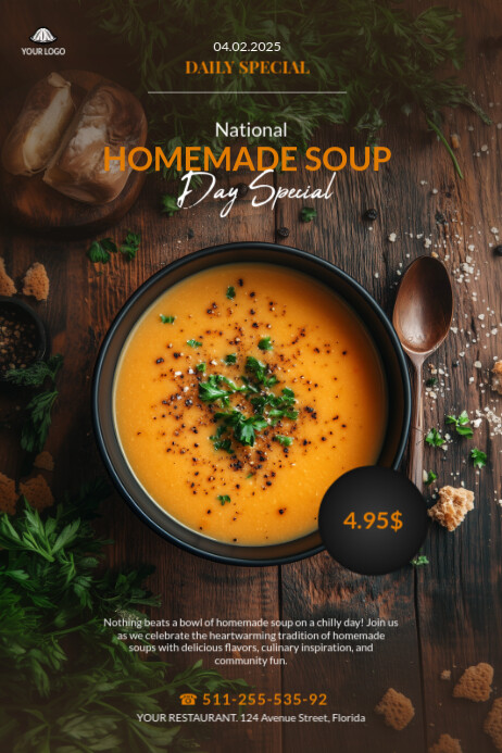 Copy of Brown Modern & Minimal National Homemade Soup Day Restaurant ...
