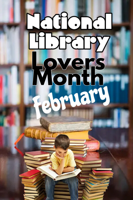 Copy of Brown Modern & Minimal National Library Lover Month Poster ...