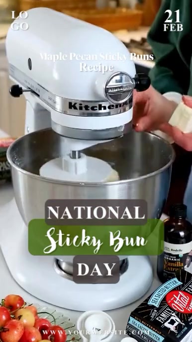 Copy of Brown Modern & Minimal National Sticky Bun Day Instagram Reel ...