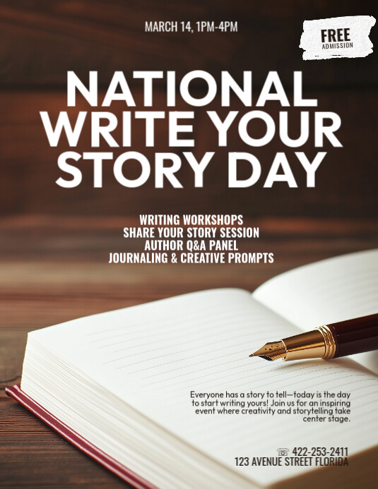 Copy of Brown Modern & Minimal National Write Your Story Day Event ...