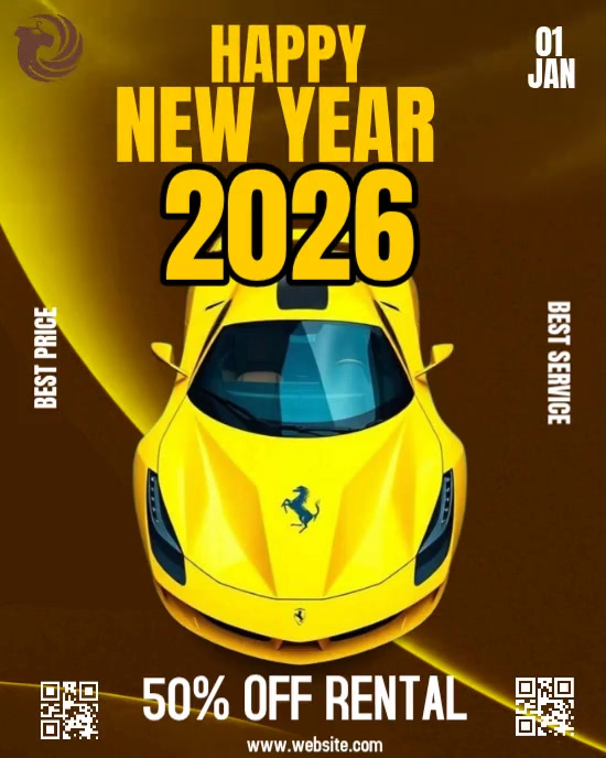 Brown Modern & Minimal New Year 2026 Car Rental Sale Promotion ...