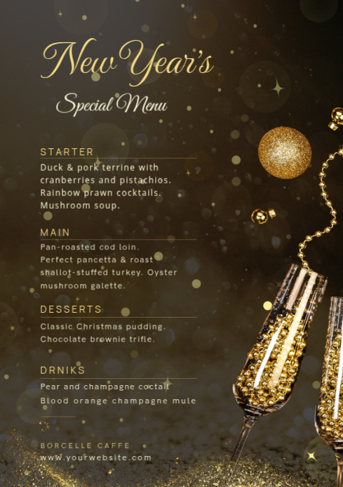 Brown Modern & Minimal New Year Menu Card For Restaurant Ad Flyer ...