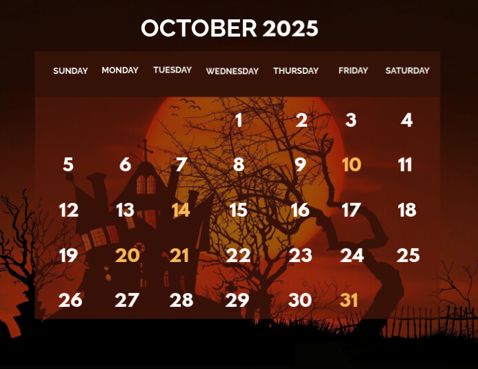 Brown Modern & Minimal October 2025 Calendar Flyer (us Letter) Template ...