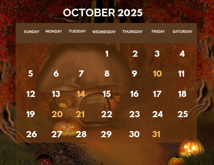 Brown Modern & Minimal October 2025 Calendar Flyer (us Letter) Template ...