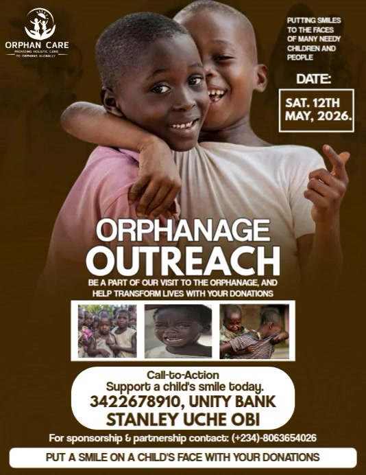 Brown Modern & Minimal Orphanage Outreach Flyer (us Letter) Template ...