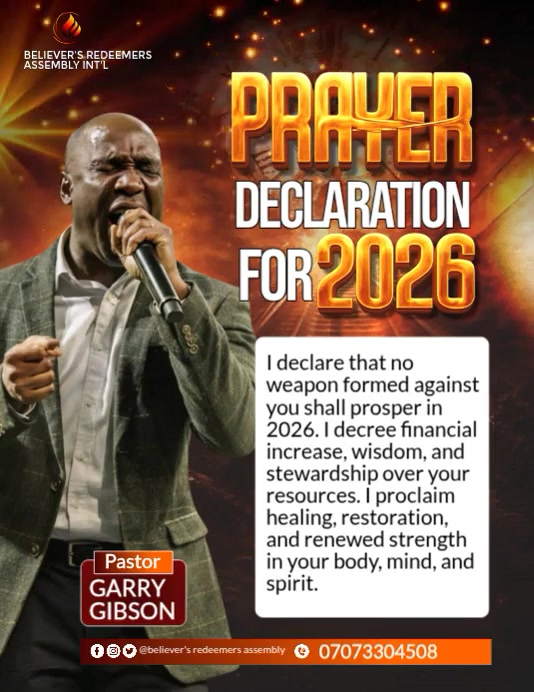 Brown Modern & Minimal Prophetic New Year Prayer Declaration 2026 Flyer ...