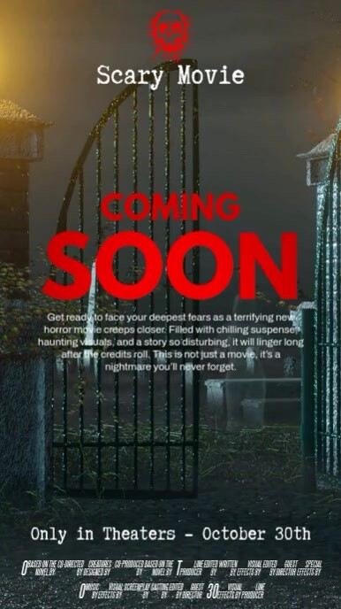 Brown Modern & Minimal Scary Movie Coming Soon Digital Display (9:16 ...