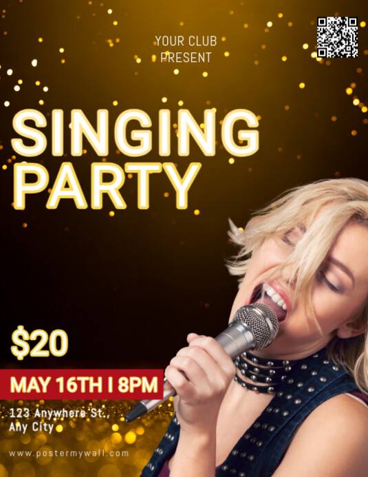 Brown Modern & Minimal Singing Party Flyer (us Letter) Template ...