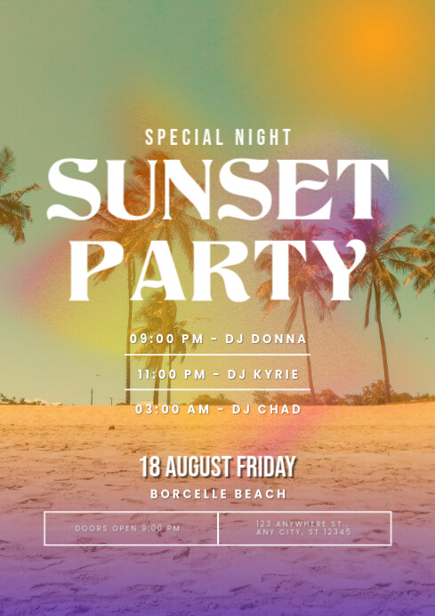 Brown Modern & Minimal Sunset Party A4 Template | PosterMyWall