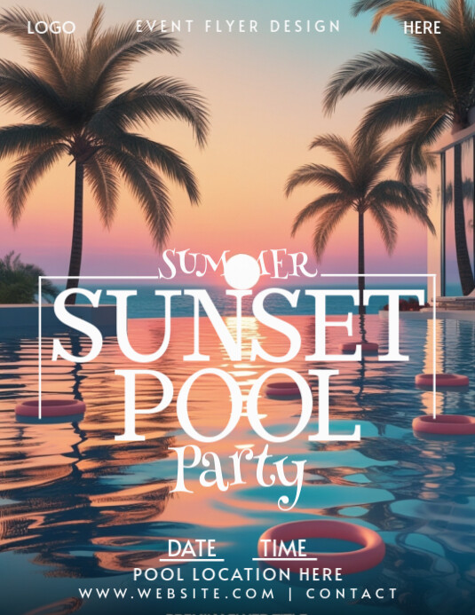 Copy of Brown Modern & Minimal Sunset Pool Party Luxury Flyer (us Letter) | PosterMyWall