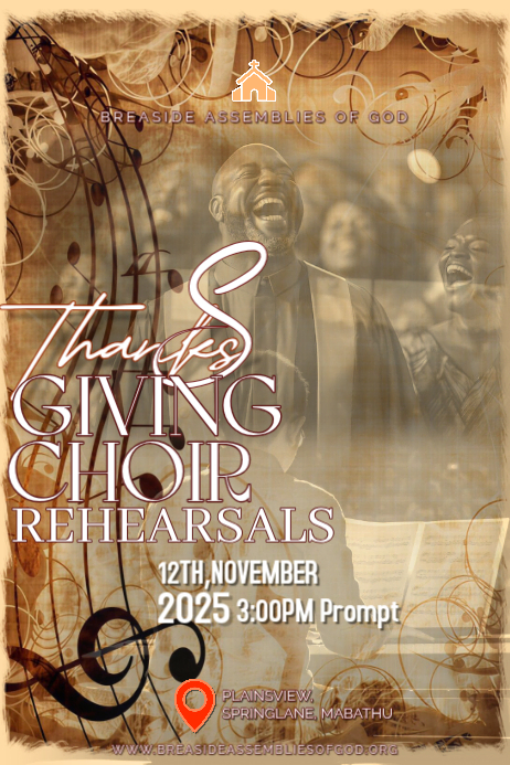 Brown Modern & Minimal Thanks Giving Choir Rehearsals Poster Template ...