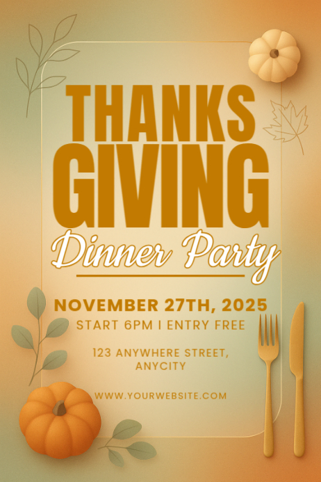 Brown Modern & Minimal Thanksgiving Dinner Party Poster Template ...