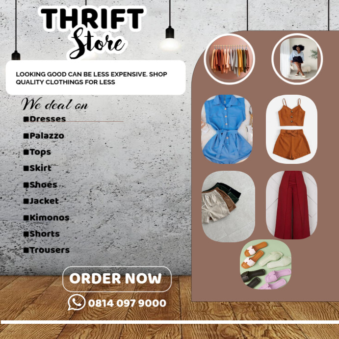 Copy of Brown Modern & Minimal Thrift Store Ad Square (1:1) | PosterMyWall