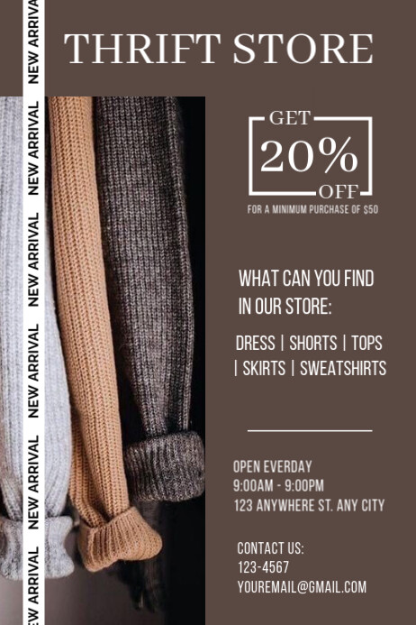 Copy of Brown Modern & Minimal Thrift Store Poster | PosterMyWall