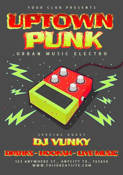 Brown Modern & Minimal Uptown Punk Night Party A4 Template | PosterMyWall