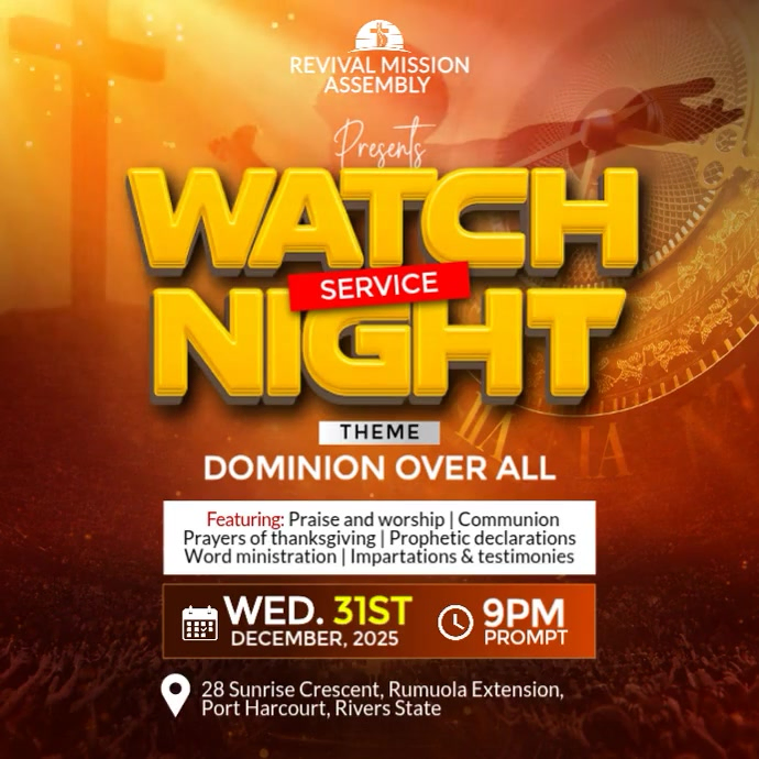 Copie de Brown Modern & Minimal Watch Night Service Flyer Instagram ...