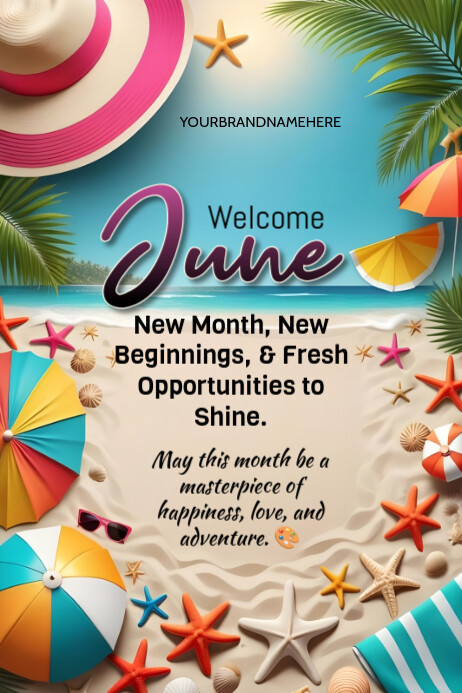 Brown Modern & Minimal Welcome June Poster Template | PosterMyWall