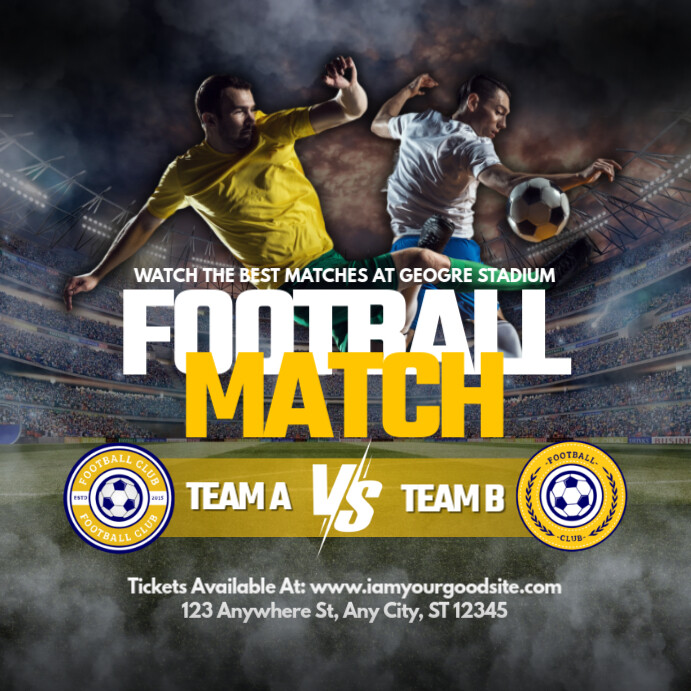 Brown Modern & Minimal Yellow And Black Football Match Pos Instagram ...