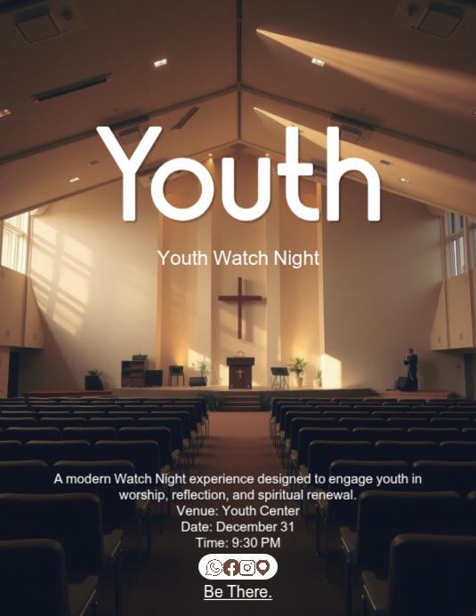 Brown Modern & Minimal Youth Watch Night Worship Template Modern Church ...