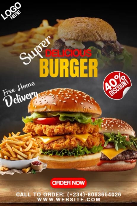 Brown Modern & Minimal Burger Promo Template Poster | PosterMyWall