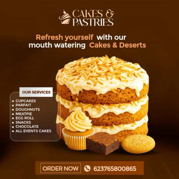 Brown Modern & Minimal Cakes & Confectionery Flyer Instagram Post ...