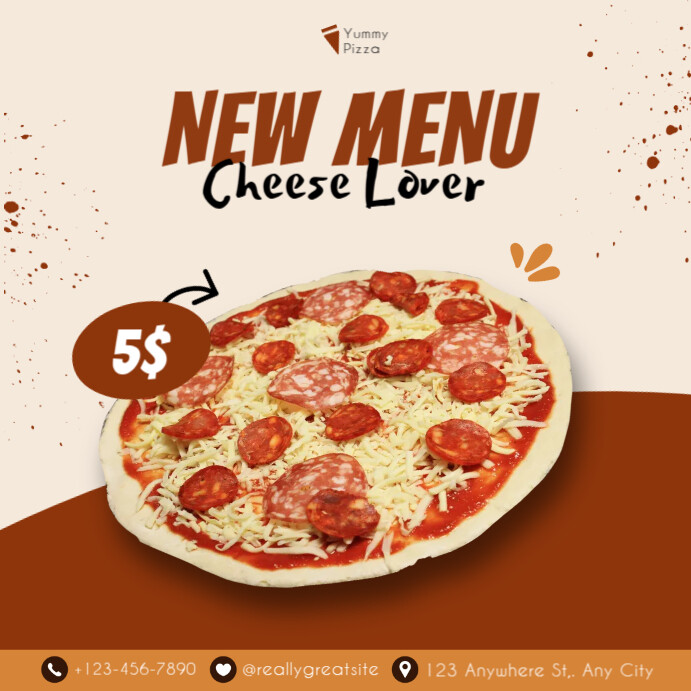 Brown Modern & Minimal New Pizza Menu Instagram Post Template ...