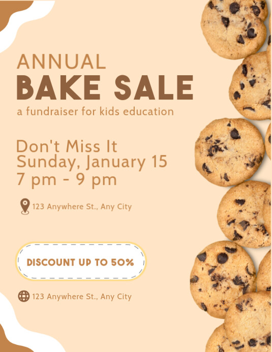 Brown Modern Annual Bake Sale Flyer Template | PosterMyWall